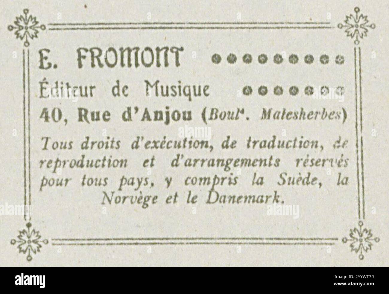 E. Fromont cartouche Stock Photo - Alamy