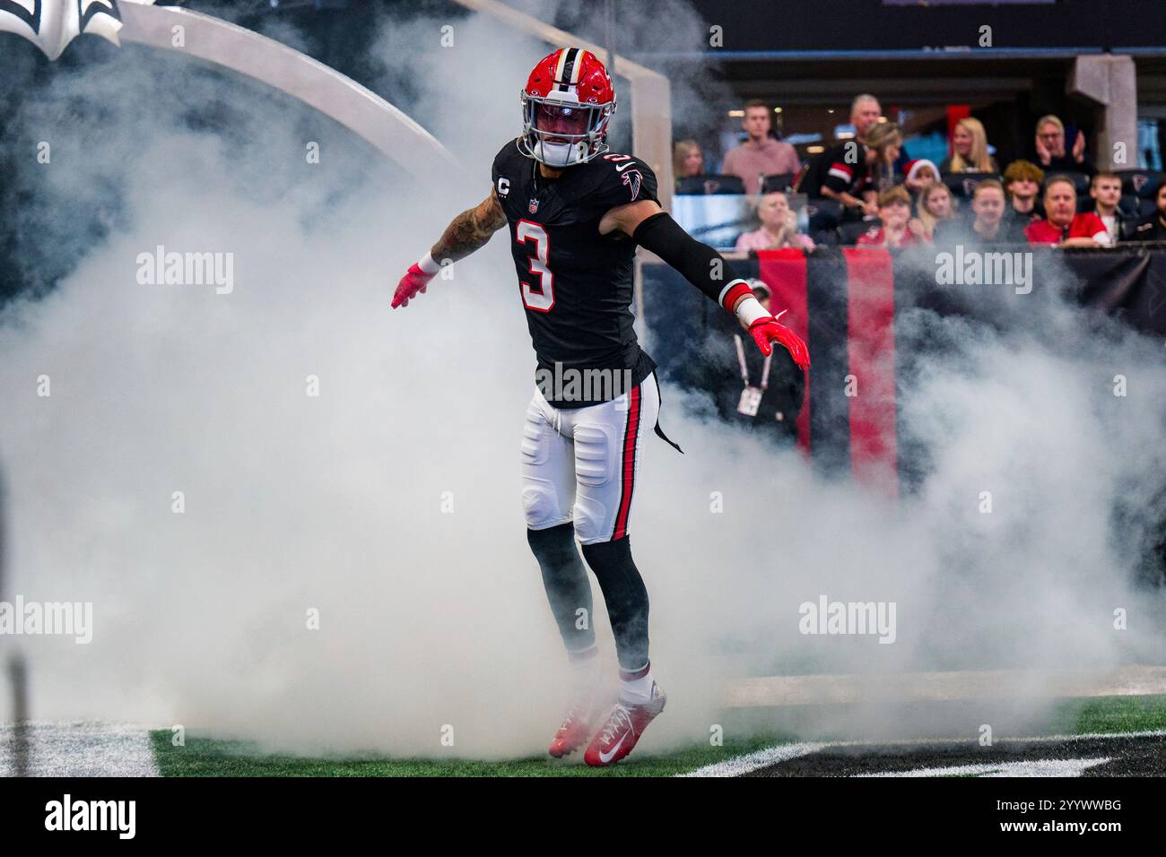 Atlanta Falcons safety Jessie Bates III (3) runs out for player ...