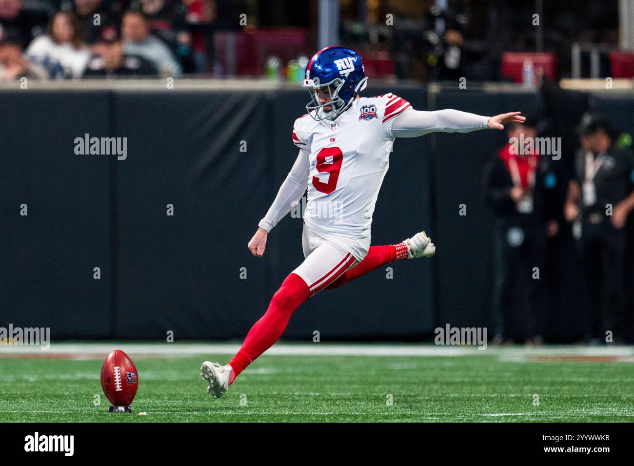 New York Giants place kicker Graham Gano (9) kicks off during the first ...