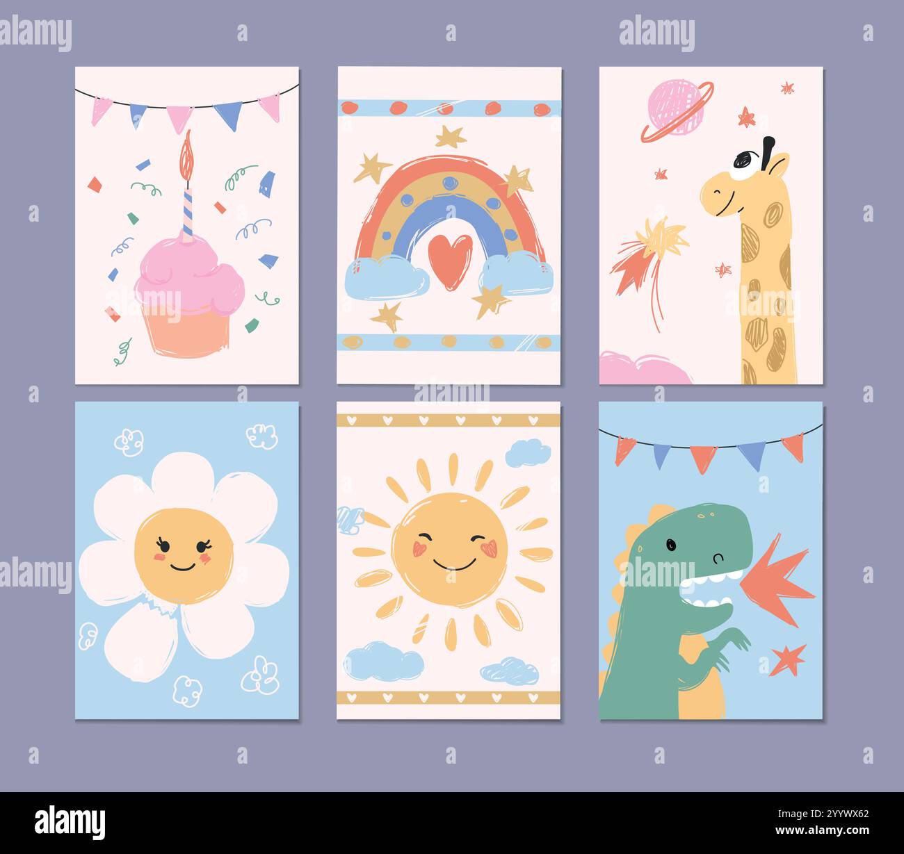 Doodle baby shower cards. Adorable Posters with children pencil ...