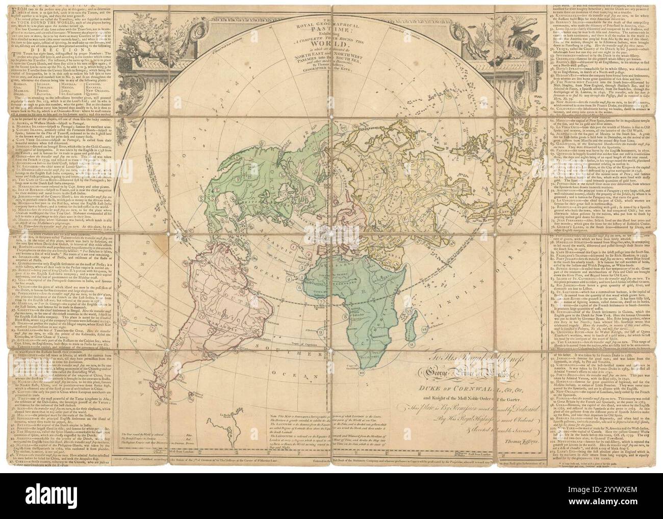 Early and extraordinarily rare geographical game, 1770 Stock Photo - Alamy