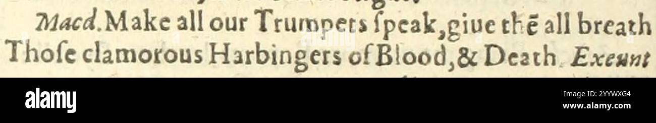 Early Modern English sentence example - 1623 First Folio Stock Photo ...