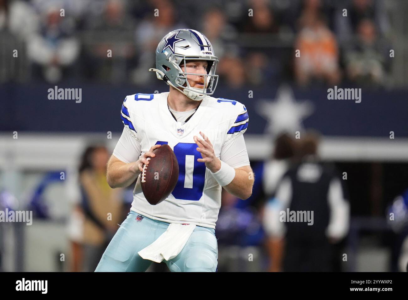 Dallas Cowboys quarterback Cooper Rush drops back to pass in the first ...