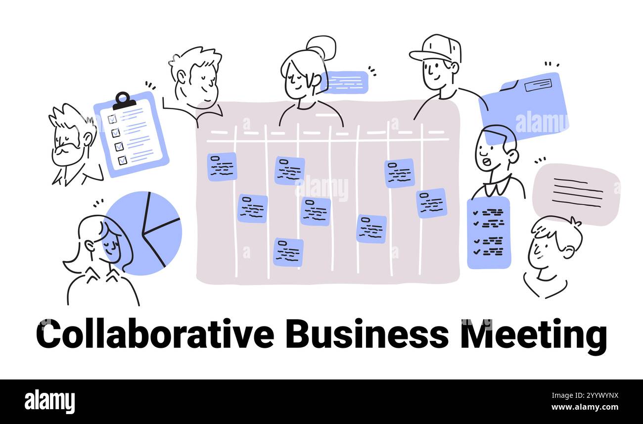 Collaborative business meeting concept with people discussing tasks ...