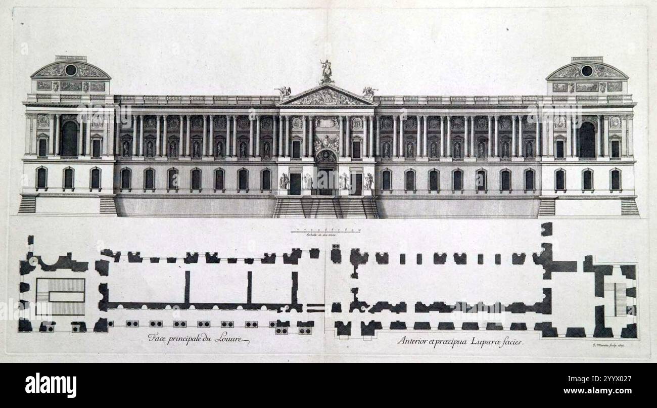 East facade of the Louvre, elevation design by Claude Perrault ...
