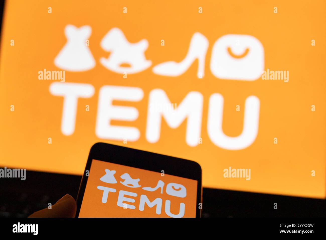 Temu logo is seen in this illustration taken in Copenhagen, Denmark on ...