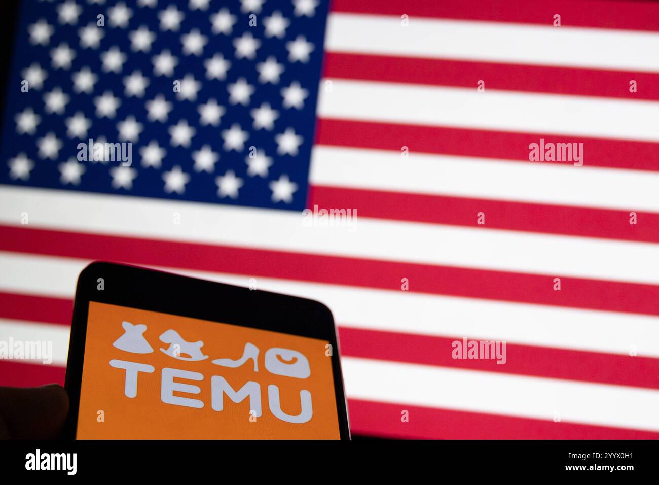 In this photo illustration, a Temu logo seen displayed on a smartphone ...