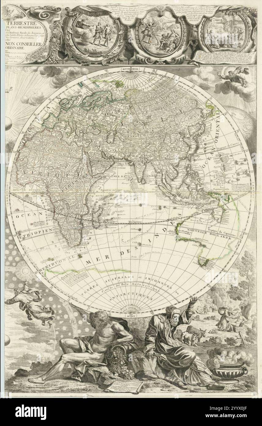 Eastern Hemisphere of Le Globe Terrestre Represente En Deux Plans ...