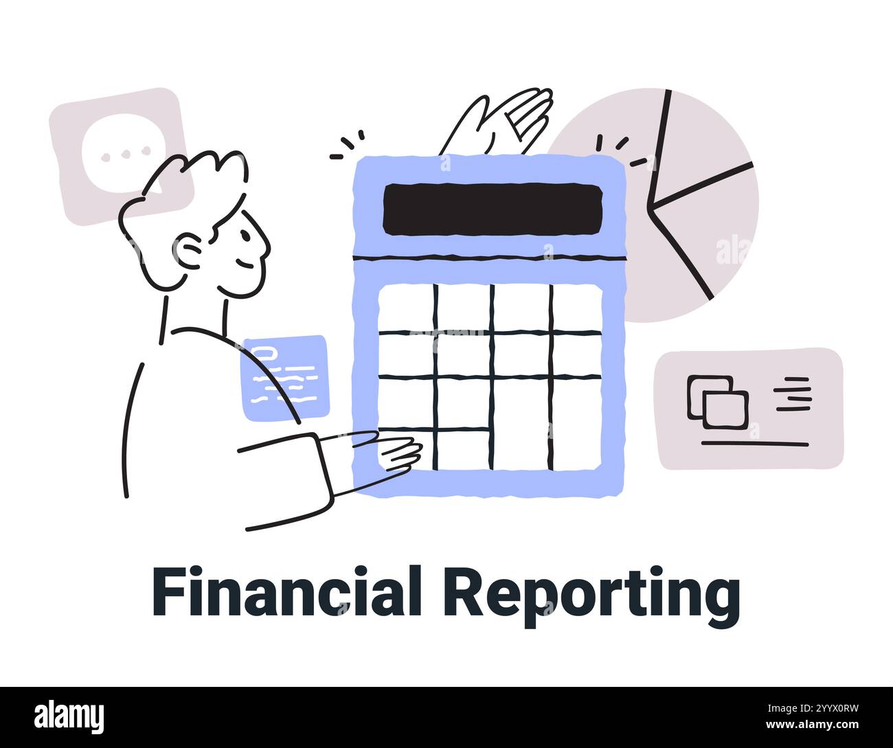Financial reporting concept with person calculator charts data analysis ...