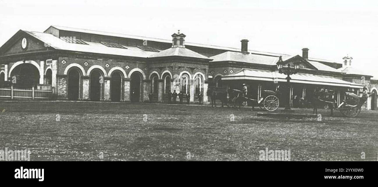 Eastern side of the second Sydney railway station, c.1879 Stock Photo ...