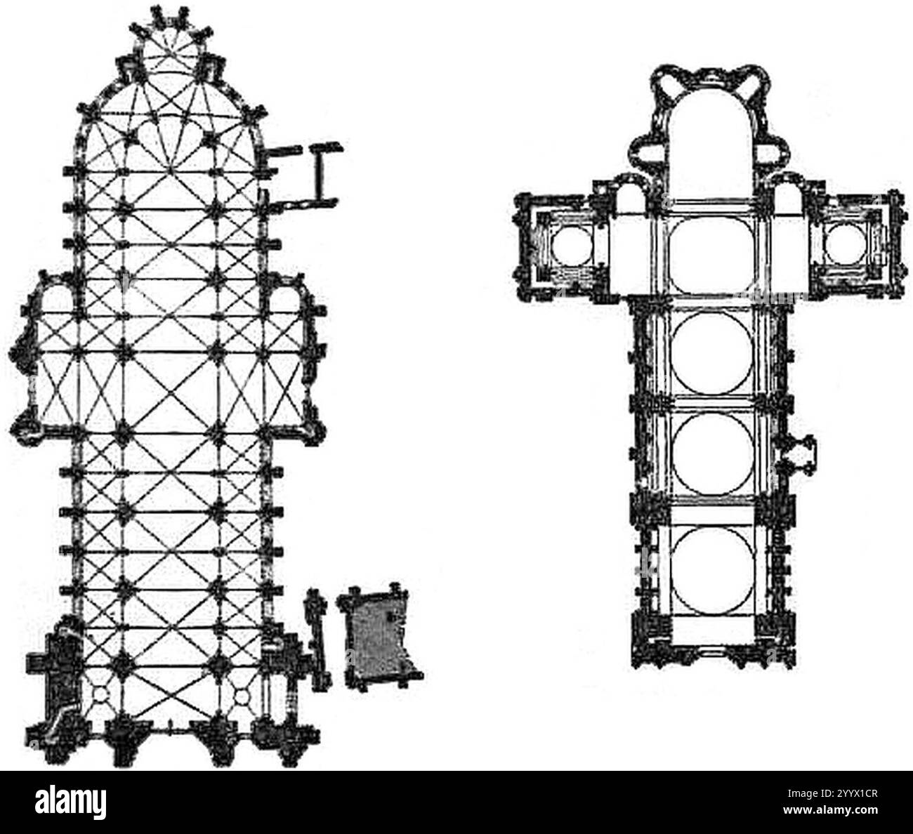 EB1911 Cathedral - Figs. 6 & 7.—Plan of Sens & Angouleme Cathedrals ...