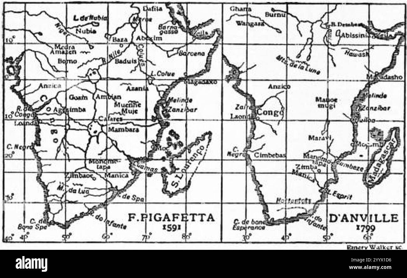 Historic map of africa Cut Out Stock Images & Pictures - Alamy