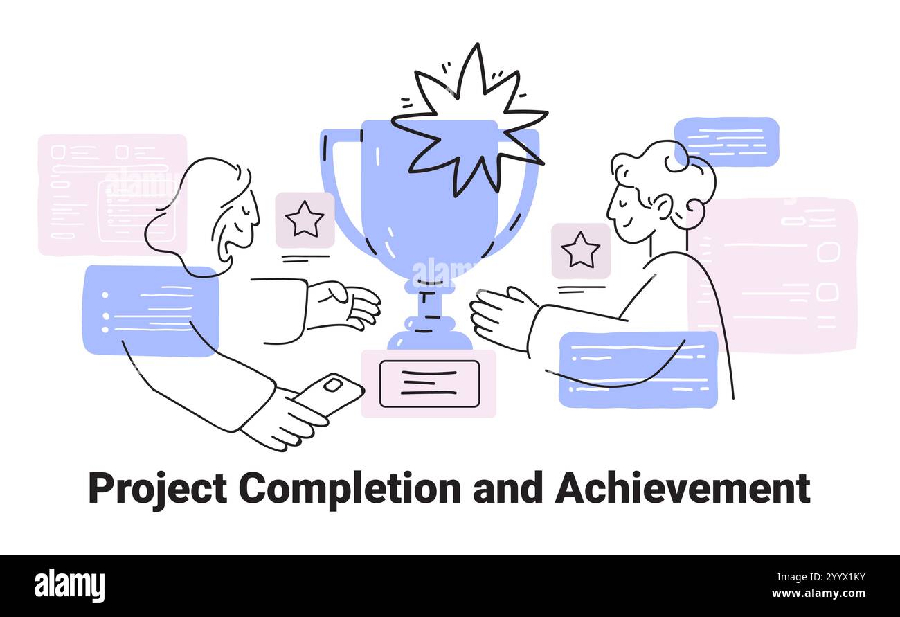 Project completion and achievement concept featuring two people ...