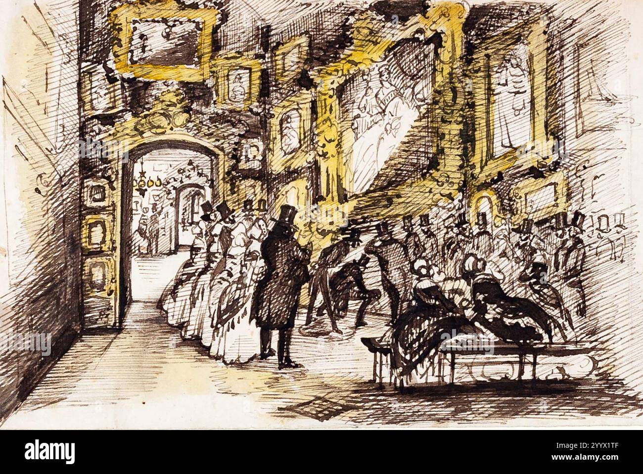 Ebenezer Landells - Visitors at the unveiling of a portrait in a ...