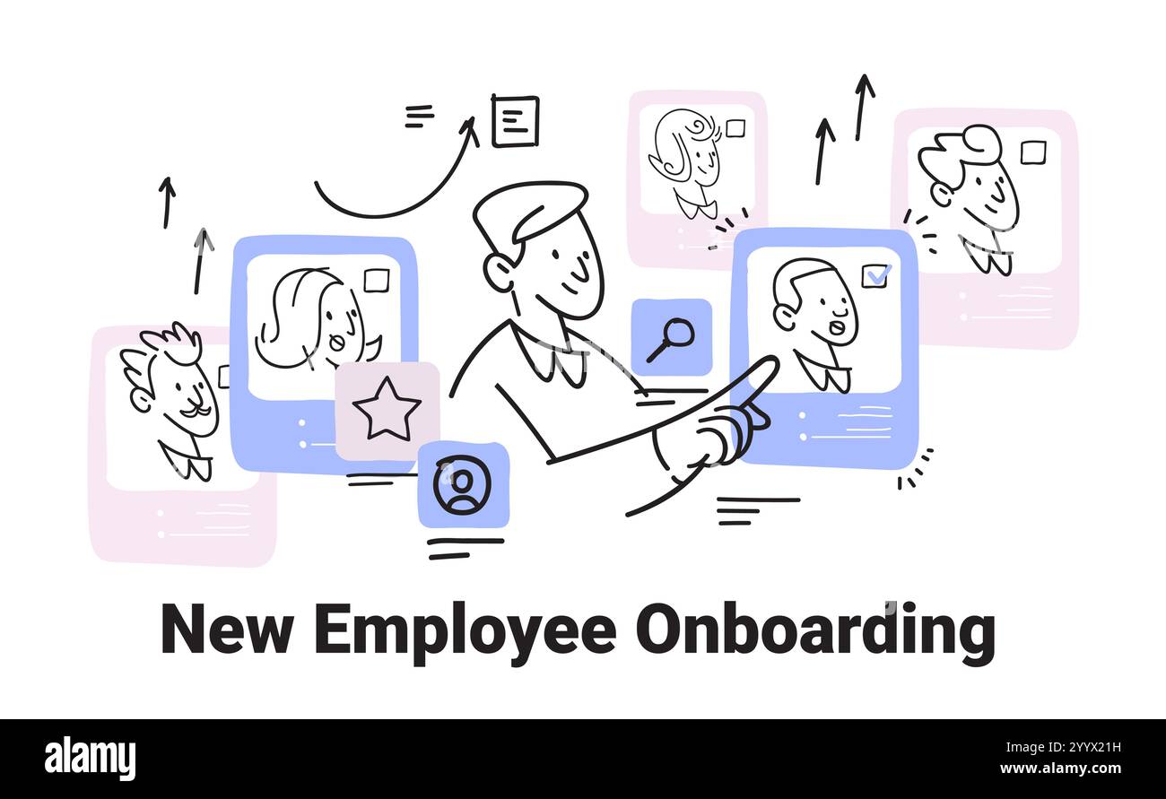 New employee onboarding process concept illustrated with people ...