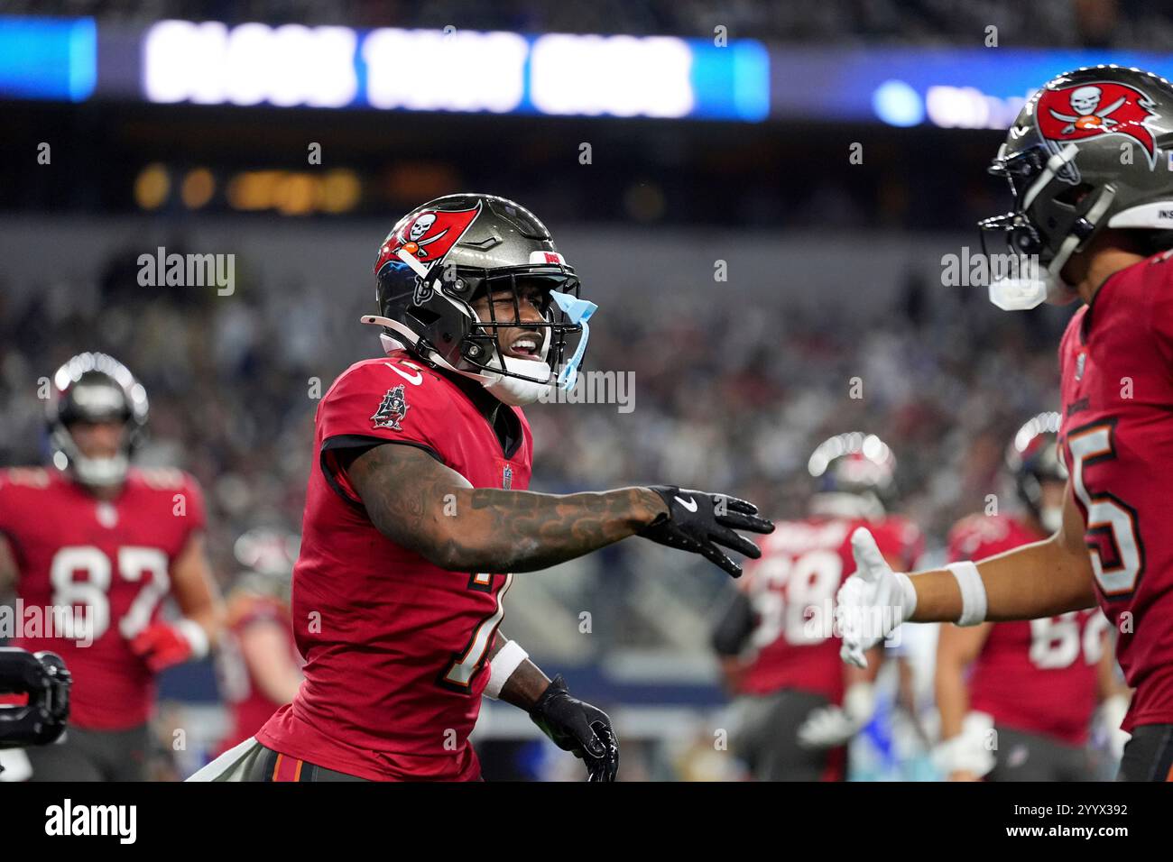 Tampa Bay Buccaneers running back Bucky Irving celebrates after carring ...