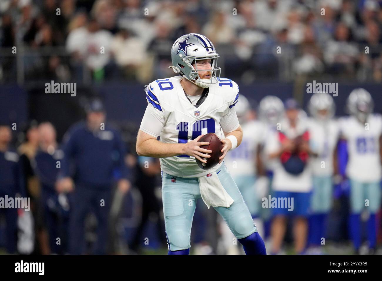 Dallas Cowboys quarterback Cooper Rush looks to throw in the first half ...