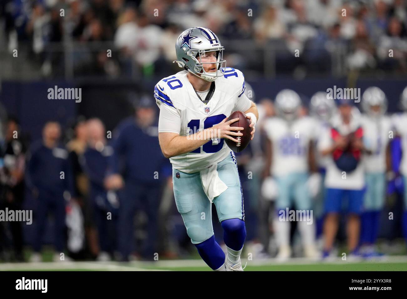 Dallas Cowboys quarterback Cooper Rush looks to throw in the first half ...