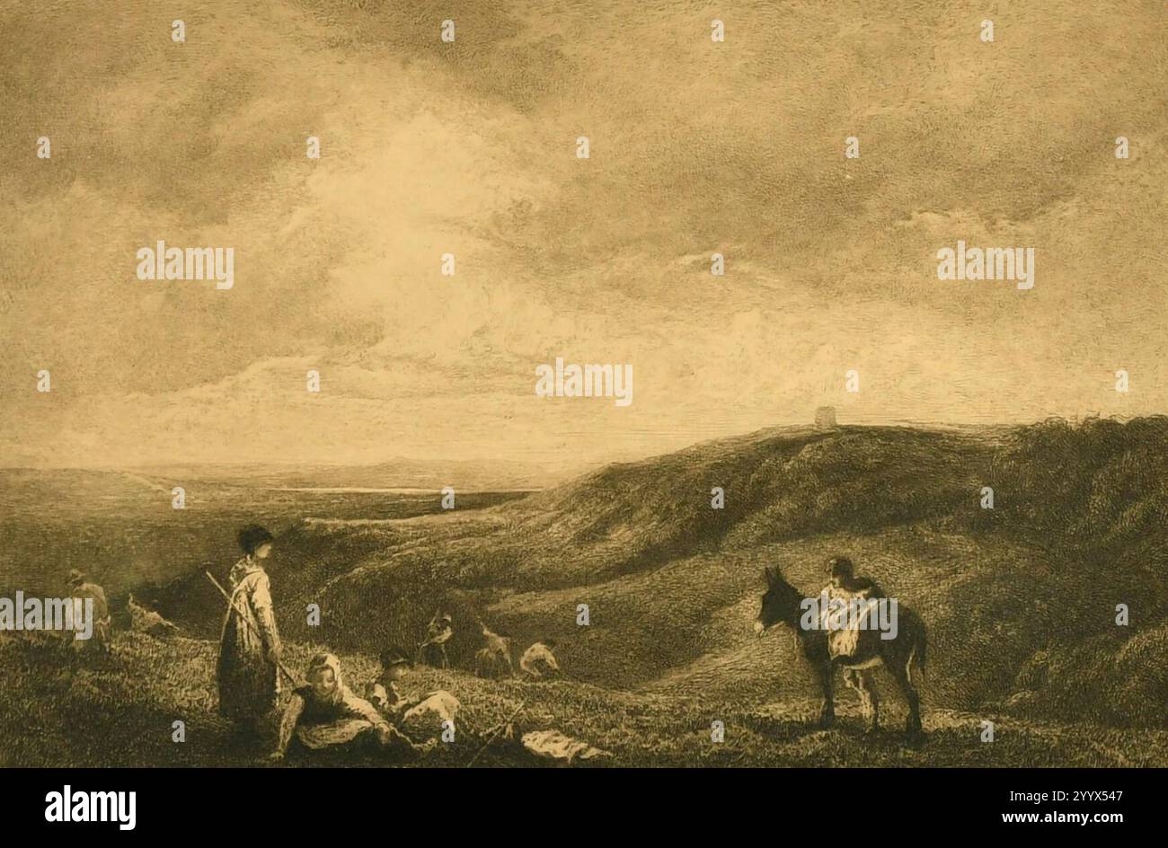 Edgar Barclay - British, 'The Cloverfield', an arable farming scene ...