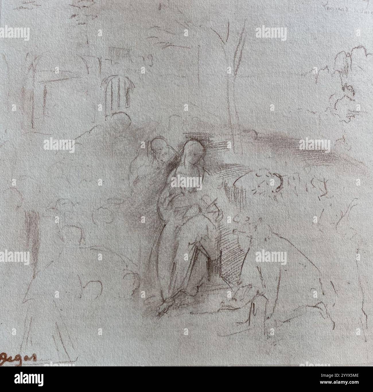 Edgar Degas, Sketch after Leonardo da Vinci's Uffizi Adoration of the ...