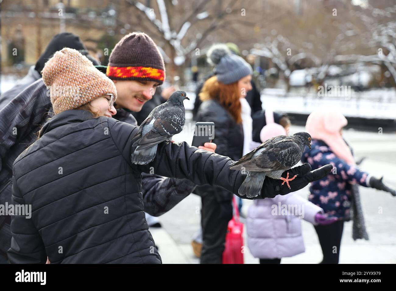 Larry the Birdman interacts with pigeons and people in Washington ...