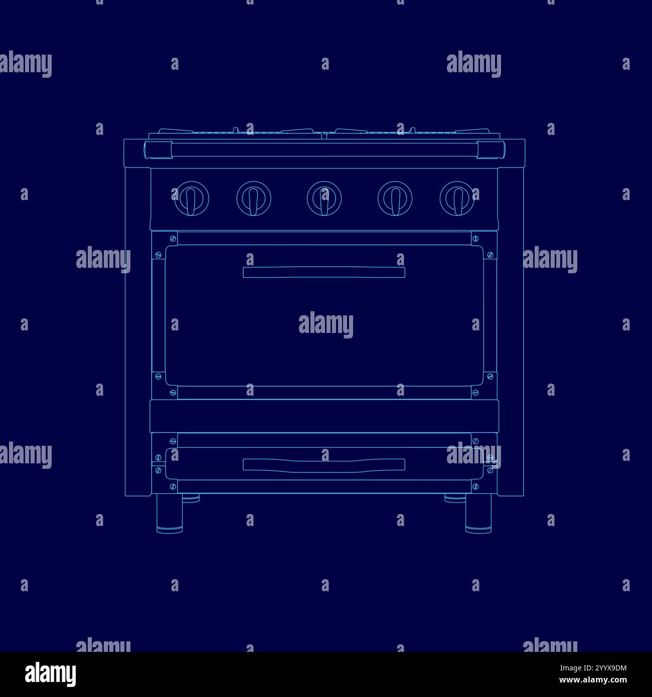 Contour Gas stove icon vector. New modern empty gas oven with four ...