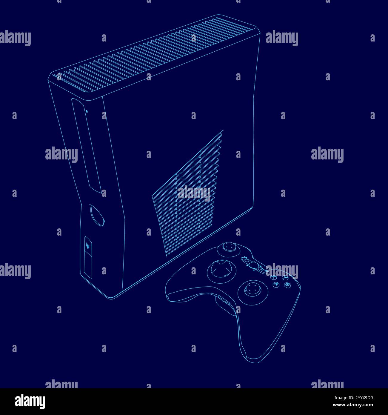 Contour gamepad and game console contour isolated on blue. Vector ...