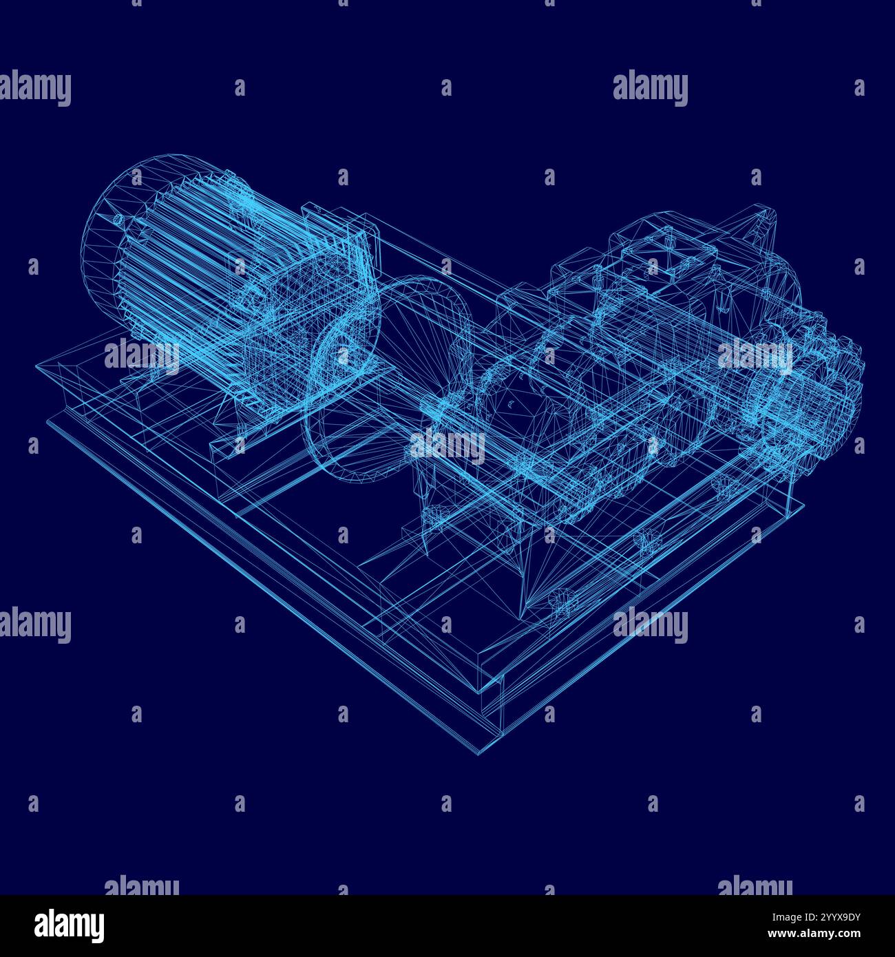 Electric generator motor wireframe. Vector 3d isometric. Creative ...