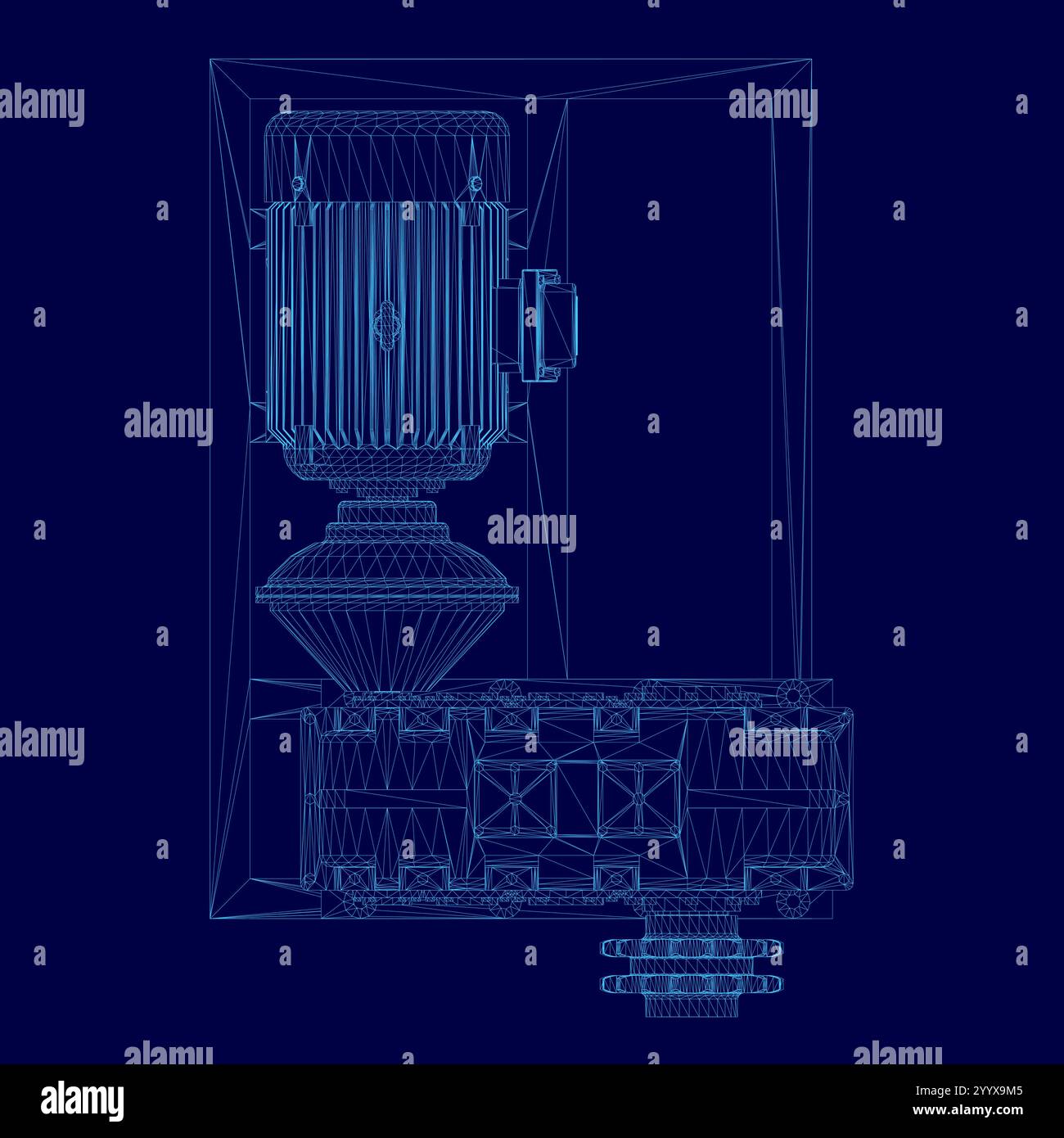 Electric generator motor wireframe. Vector illustration. Top view ...