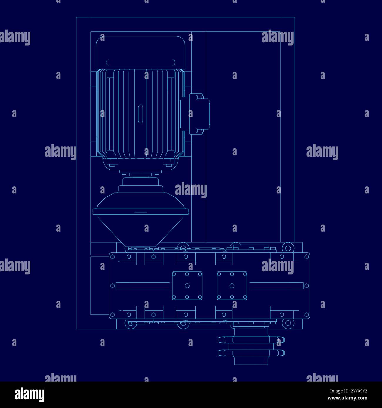Electric generator motor contour. Vector illustration. Top view ...