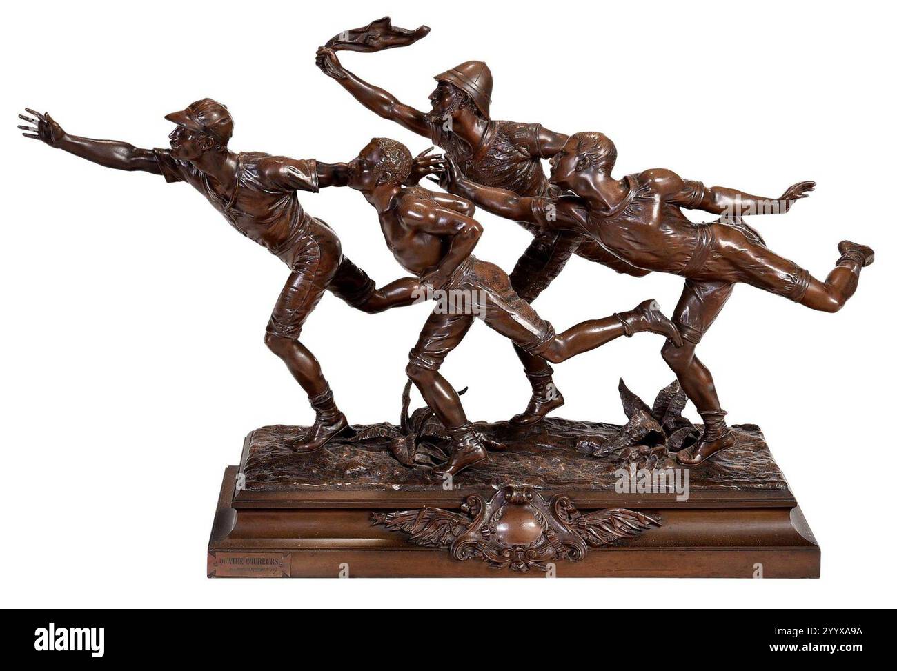 Edouard Drouot - Race with four runners, circa 1850-1875, signed on naturalistic base Stock ...