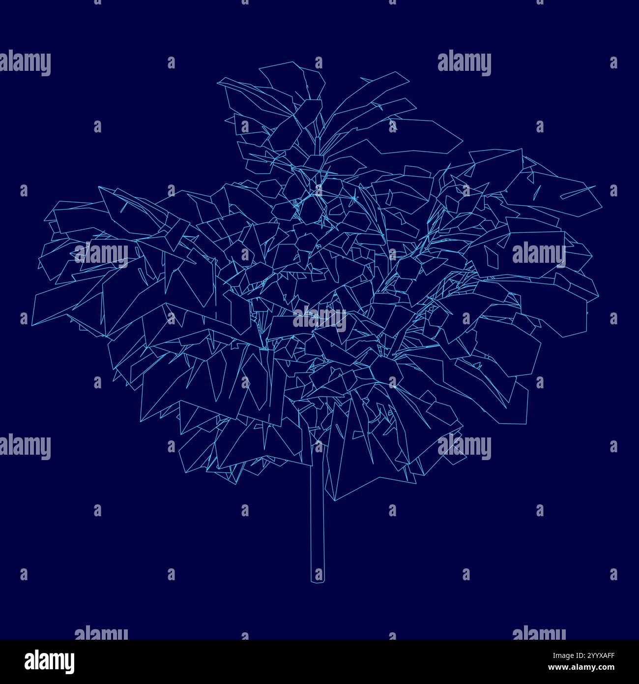Contour tree on dark blue tech background, triangles style design ...