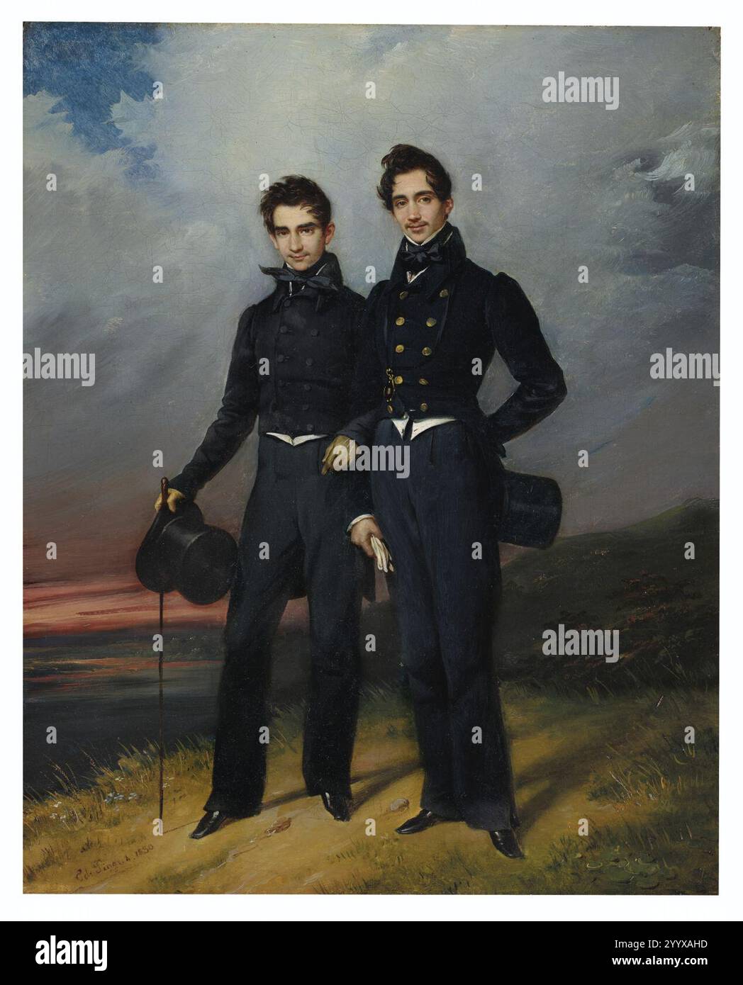 Edouard Pingret - Portait of Two Young Men Stock Photo - Alamy