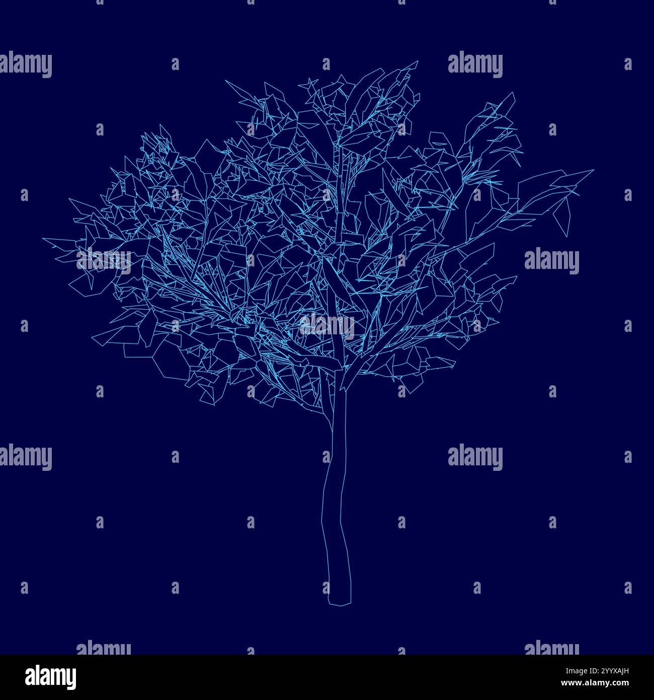 Contour tree on dark blue tech background, triangles style design ...