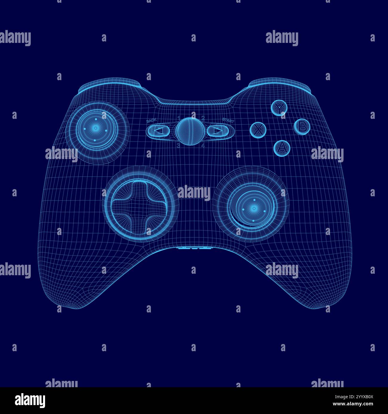 Wireframe Gamepad, Game Controller or Joystick Icon Flat Design. Vector ...
