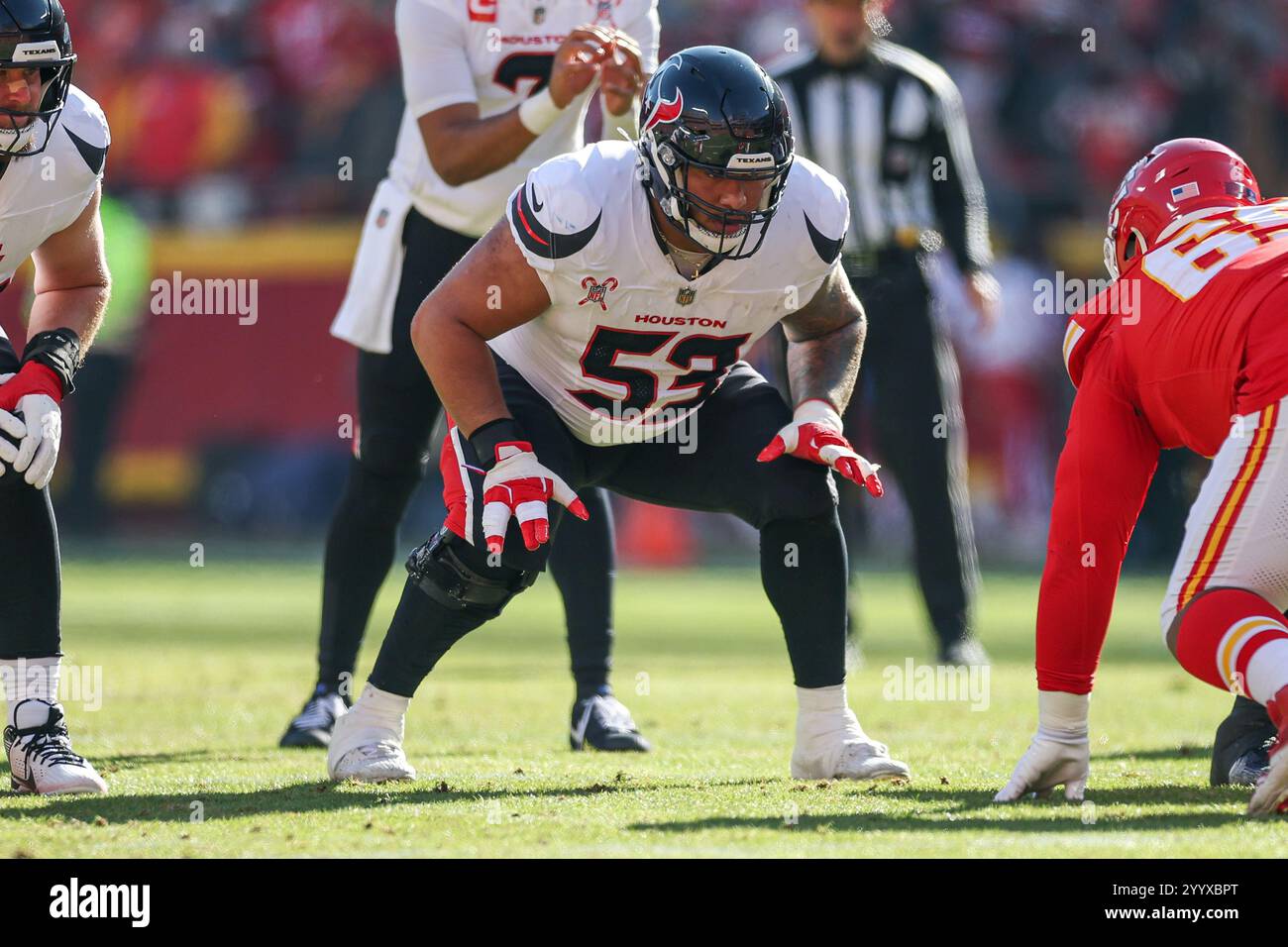 Kansas City, MO, USA. 21st Dec, 2024. Houston Texans guard Kendrick ...