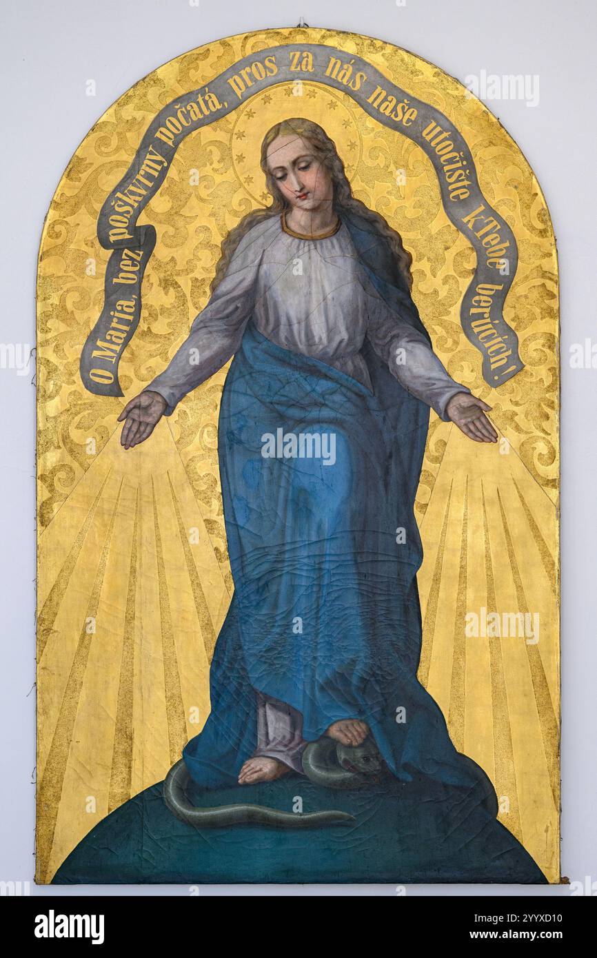 Our Lady of Grace. The words in Slovak read: "O Mary, conceived without ...