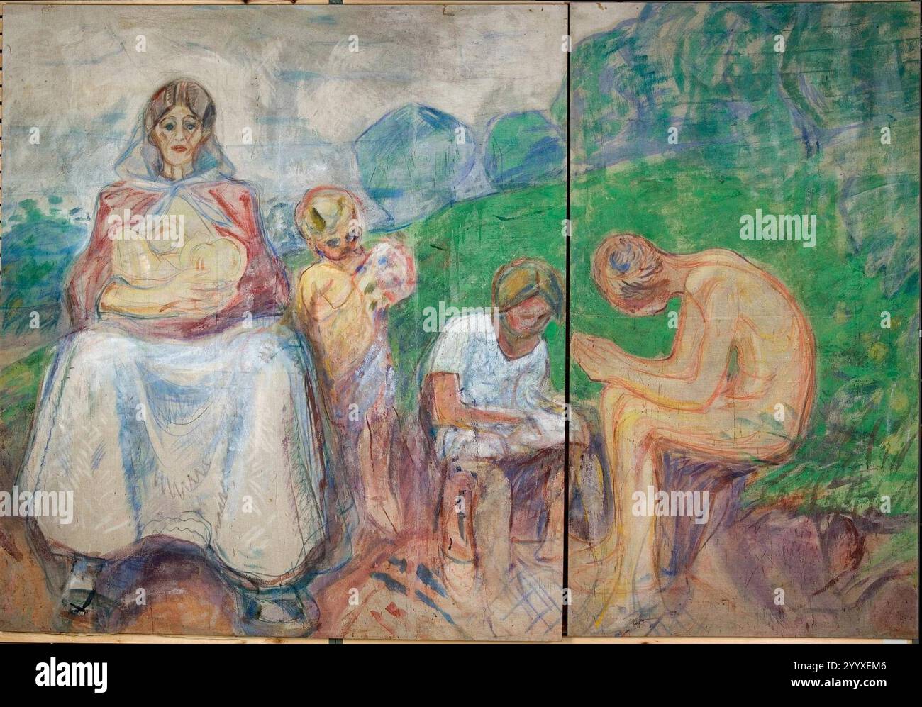 Edvard Munch - The Researchers, Right Part with Sitting Boy Stock Photo ...
