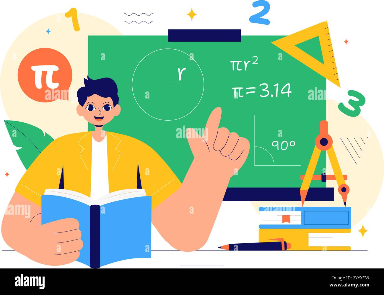 Mathematics Learning Vector Illustration Featuring School Supplies Or