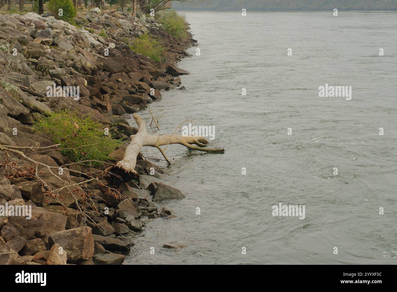 Wide view north of J. Strom Thurmond Lake Dam on the Savannah River ...
