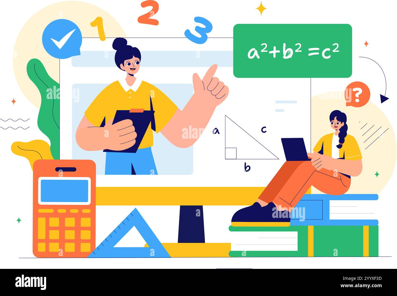Mathematics Learning Vector Illustration Featuring School Supplies Or
