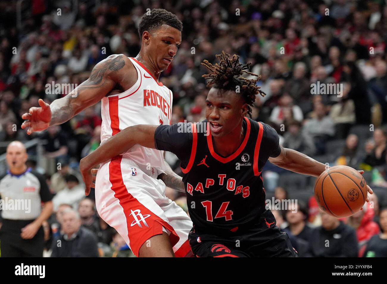 Toronto, Canada. 22nd Dec, 2024. Toronto Raptors guard Ja'Kobe Walter ...