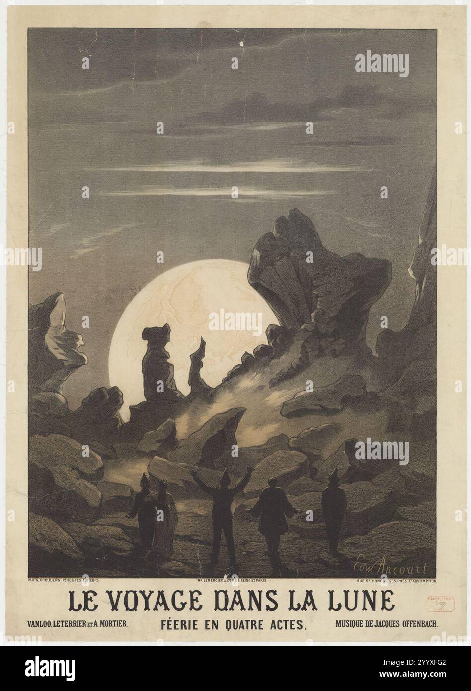 Edward Ancourt - Poster for Jacques Offenbach's Le voyage dans la lune ...