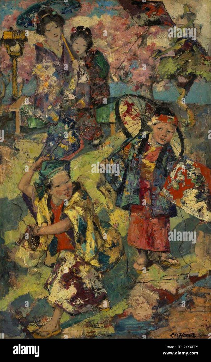 Edward Atkinson Hornel - Kite Flying, Japan Stock Photo - Alamy