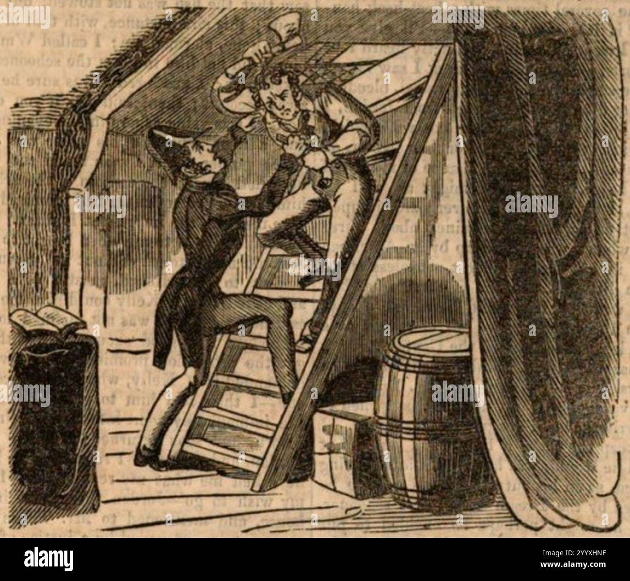 Edward Jordan attacking Captain John Stairs with an axe (The Annals of ...