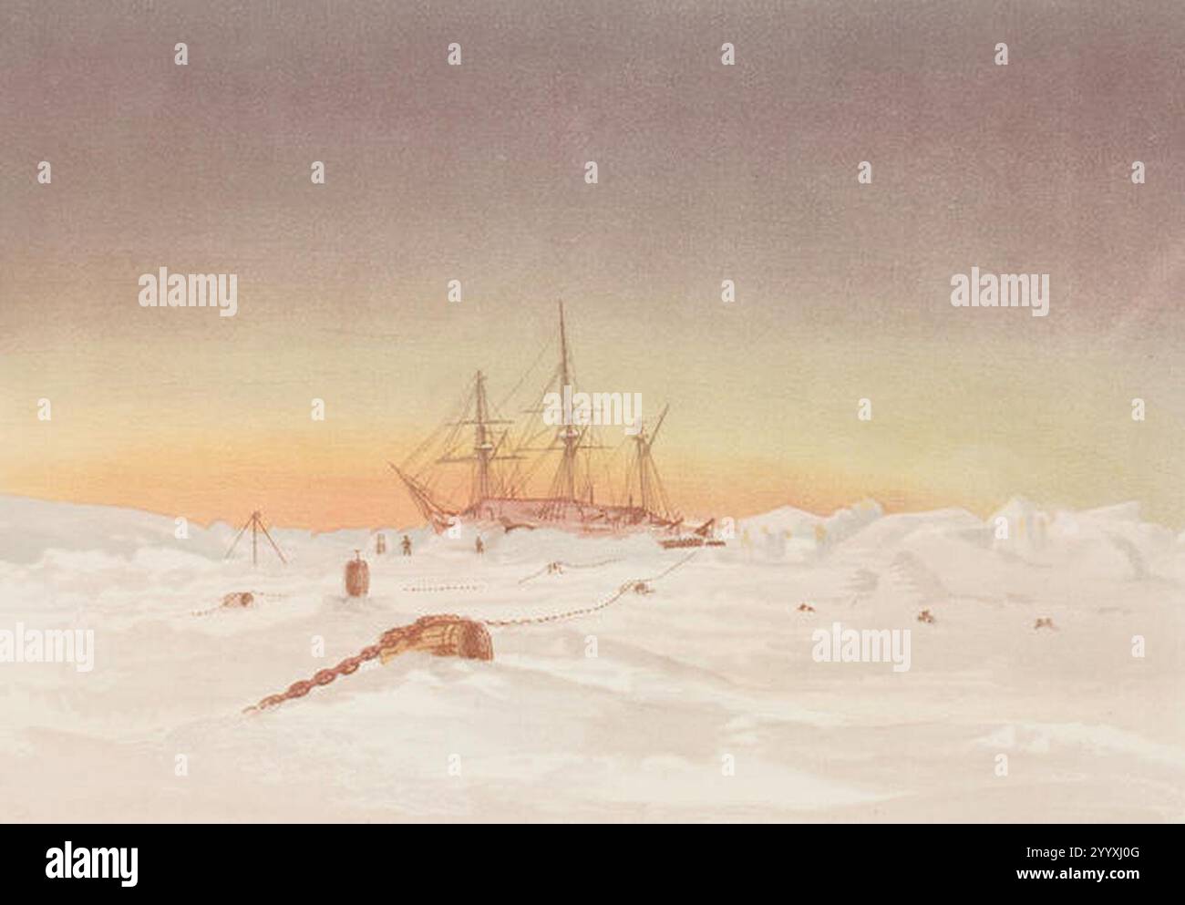 Edward Lawton Moss - Polar sketch, HMS Alert in the Arctic 1875 Stock ...