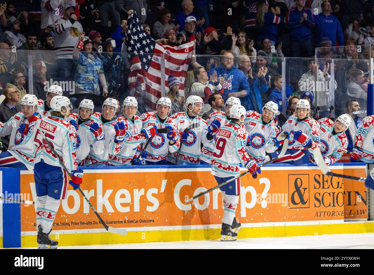 Rochester, New York, USA. 20th Dec, 2024. Rochester Americans players ...