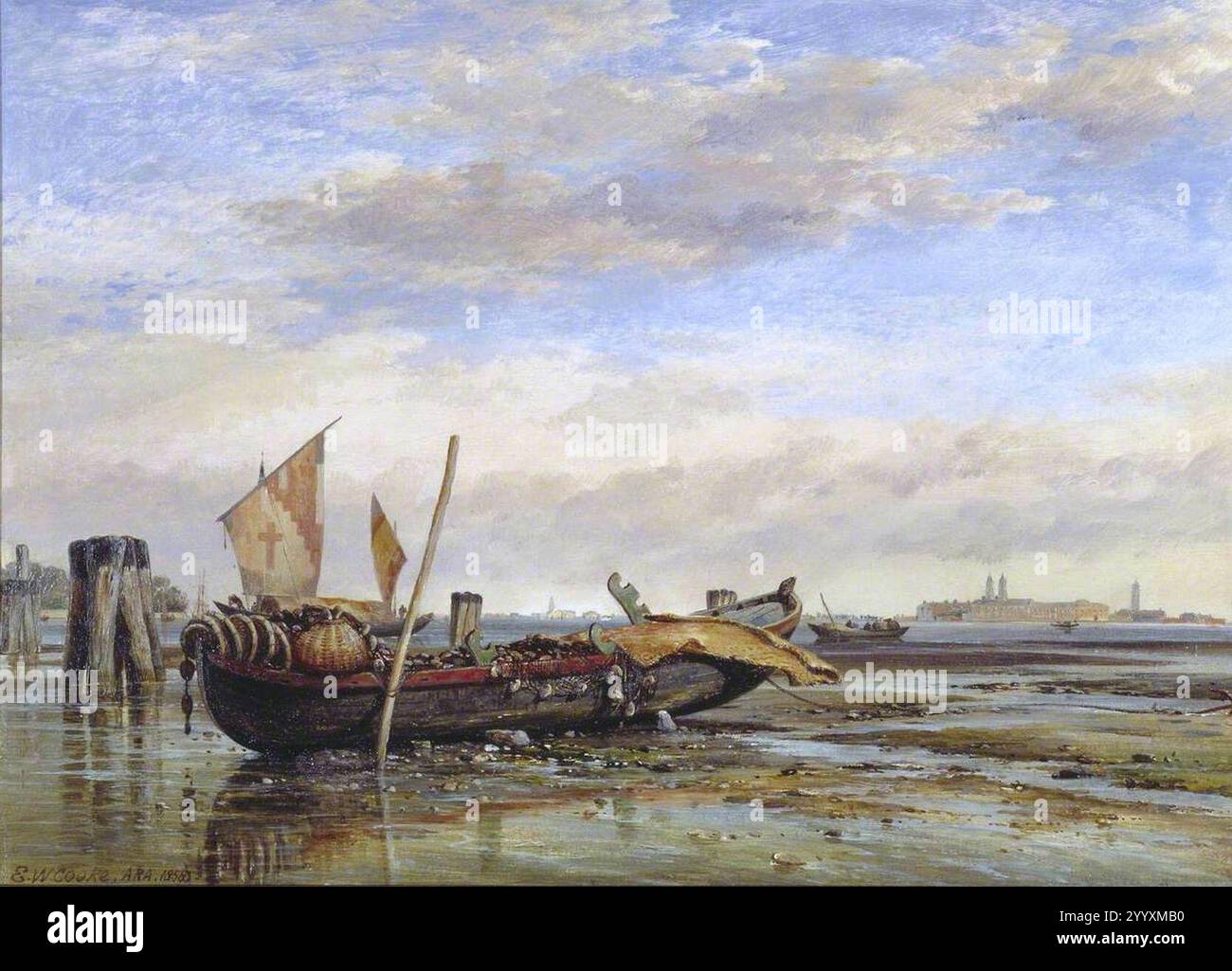 Edward William Cooke (1811-1880) - Boat, near Venice Stock Photo - Alamy