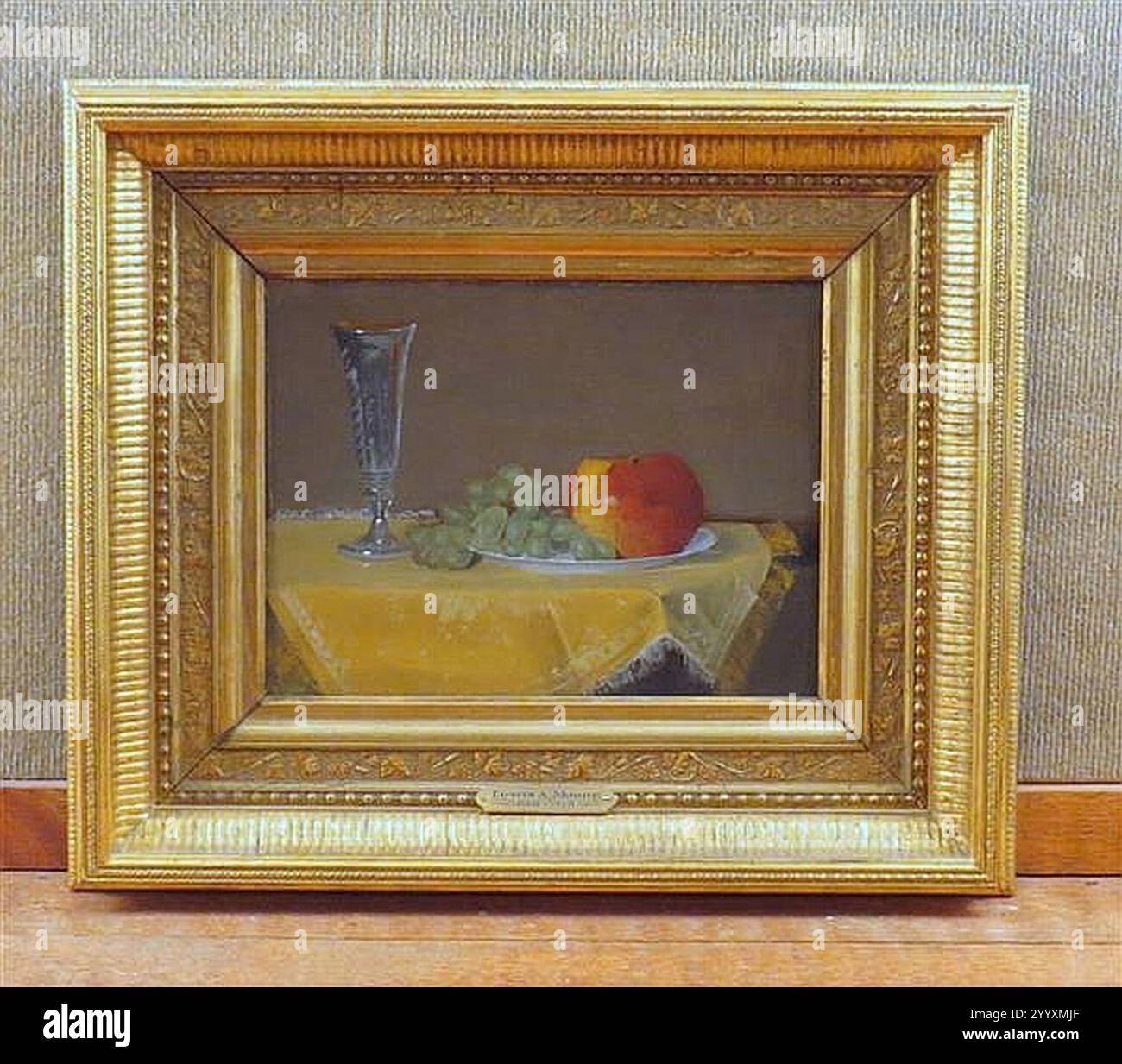 Edwin Augustus Moore - , title Still Life with Apple, Grapes and Etched ...