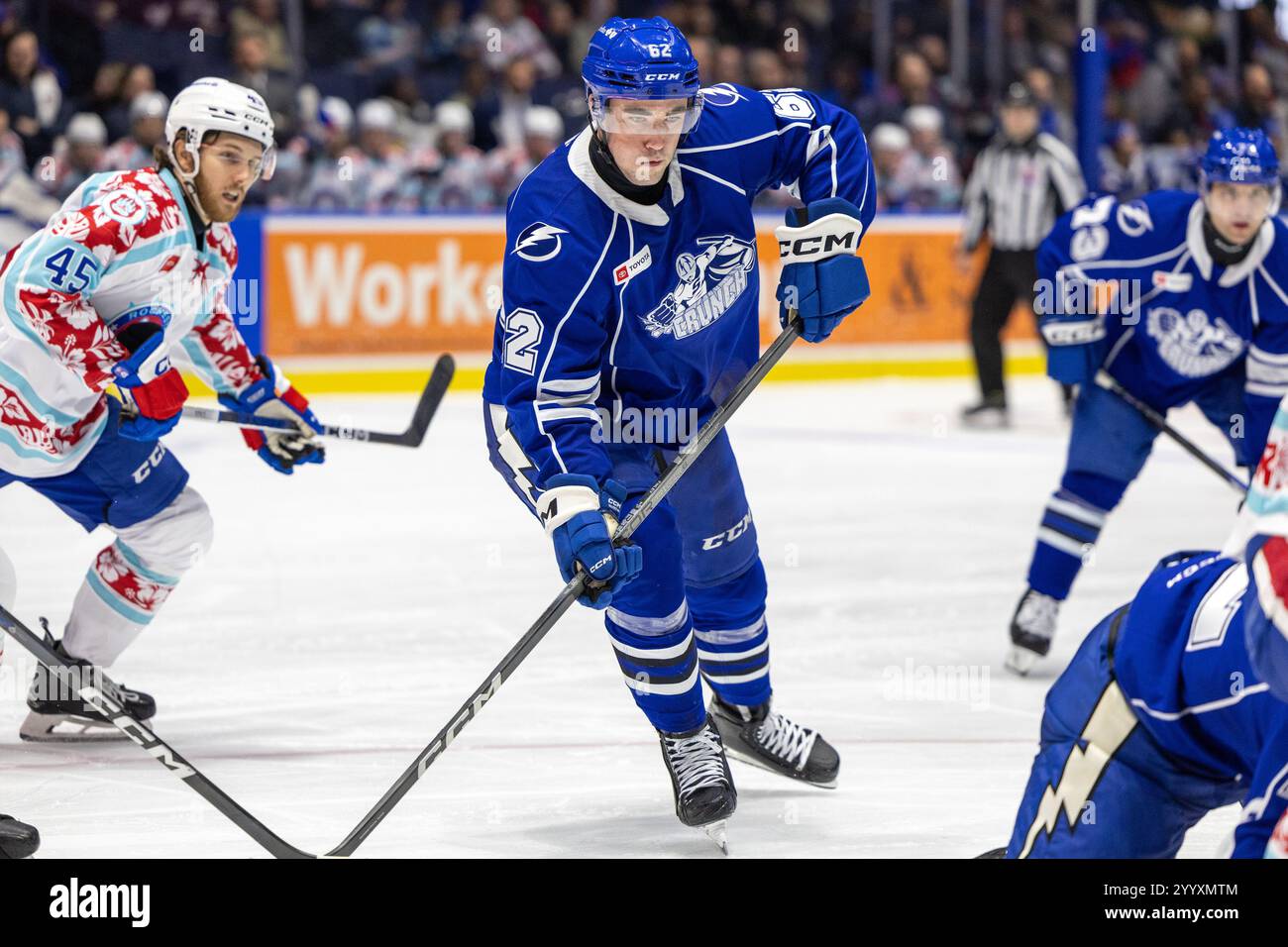 Rochester, New York, USA. 20th Dec, 2024. Syracuse Crunch forward Jack ...